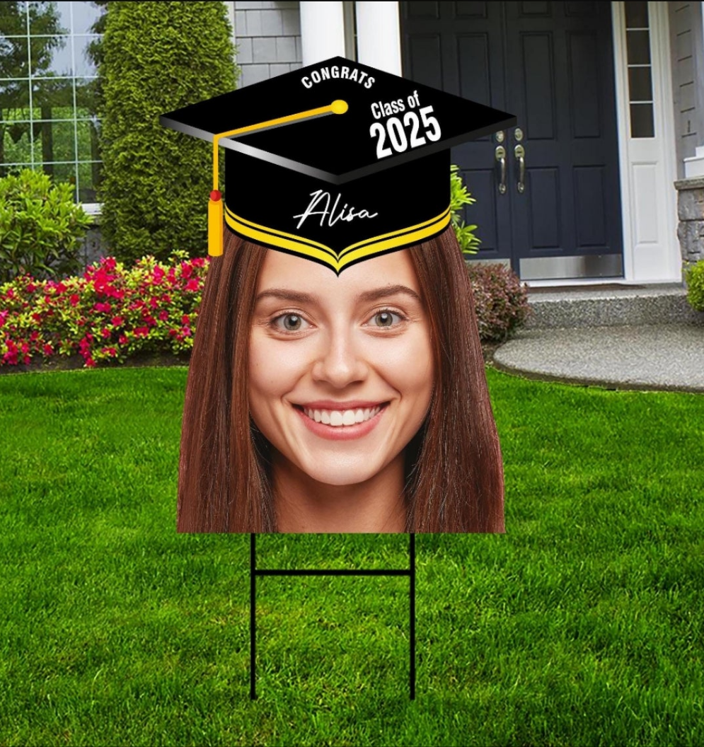Big Head Graduation Lawn Sign